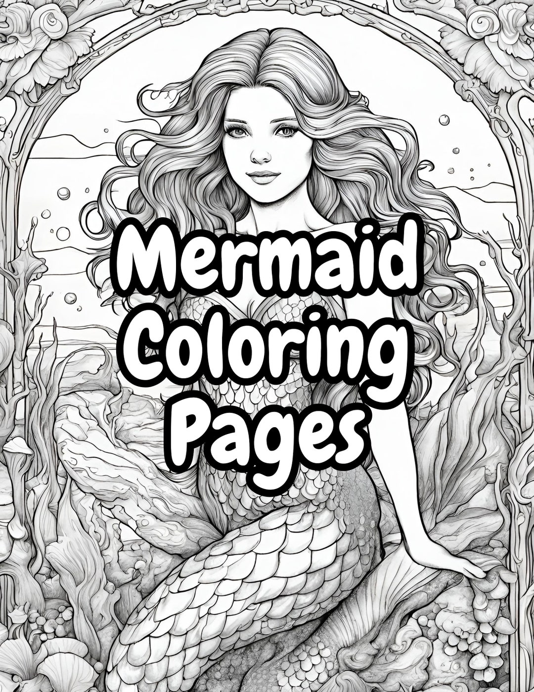 10 Mermaid Coloring Book Pages Instant Digital Download Printable - Etsy