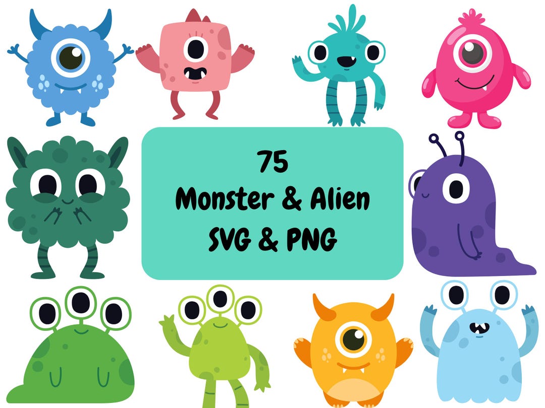 75 Monster Alien PNG & SVG Bundle Graphic Digital Download Image ...