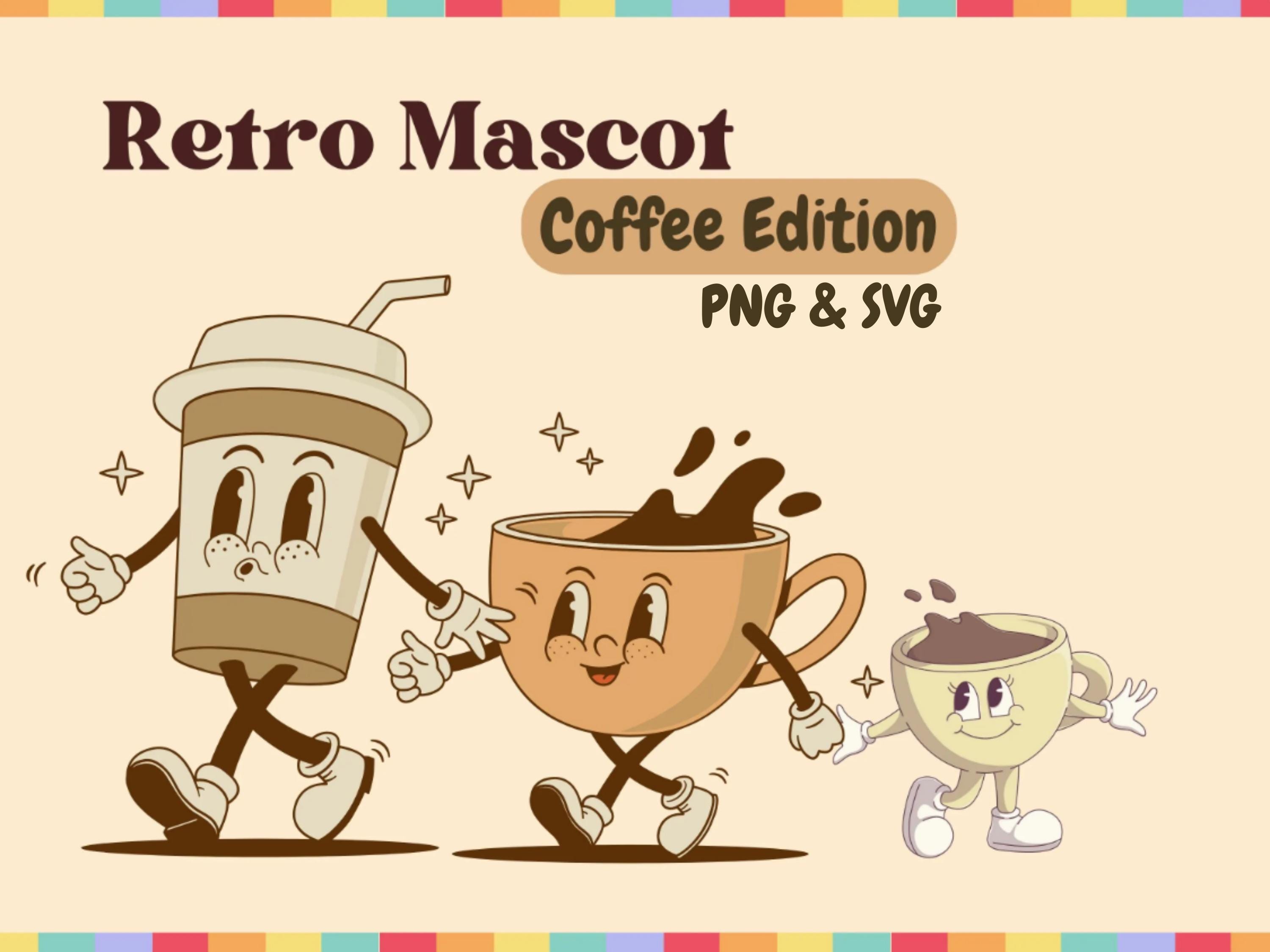 50 Retro Coffee Mascots PNG & SVG Bundle Graphic Digital Download Image ...