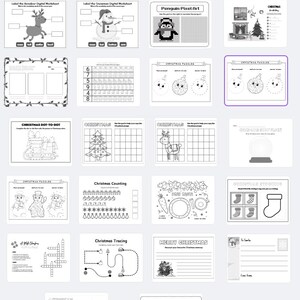 25 Christmas Activity Worksheets & Drawing Puzzle Pages, Printable ...