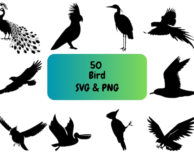 Svg Cut File.12 Birds in Flight Set Silhouettes on White Background.png ...