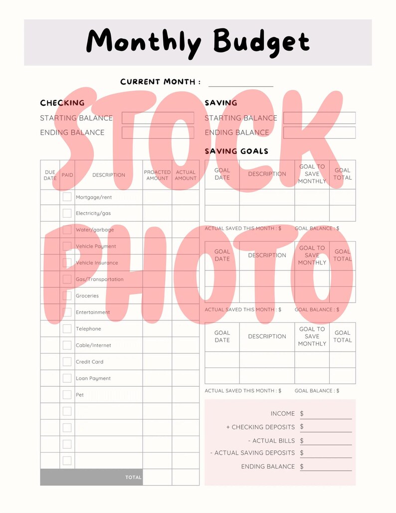 Monthly Budget Planner Printable Instant Digital Download PDF - Etsy