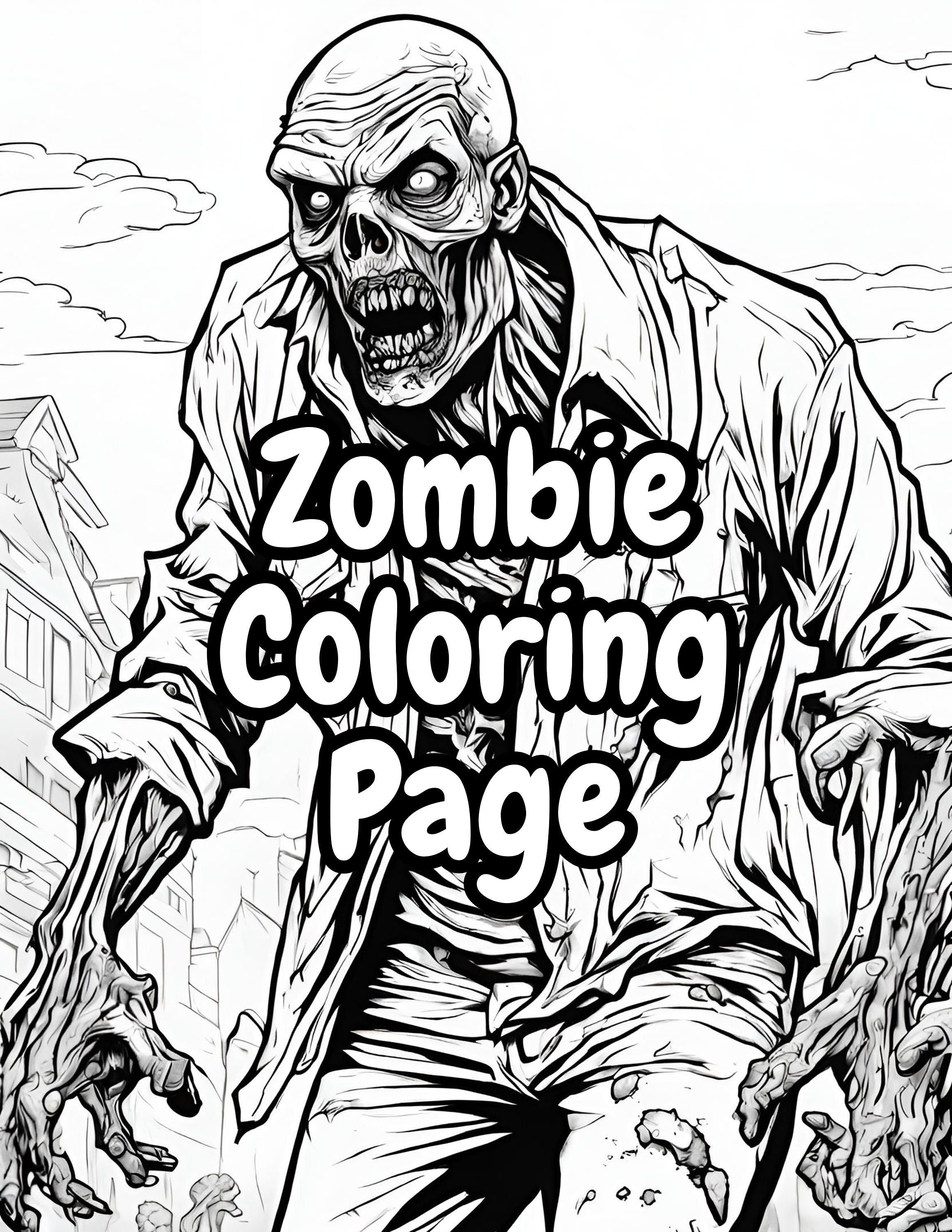 10 Zombie Coloring Book Pages Instant Digital Download Printable - Etsy