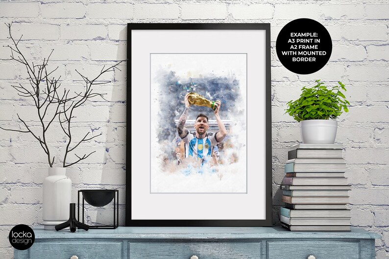 Messi Print A4 and A3 High Quality Unframed Modern Watercolour ...