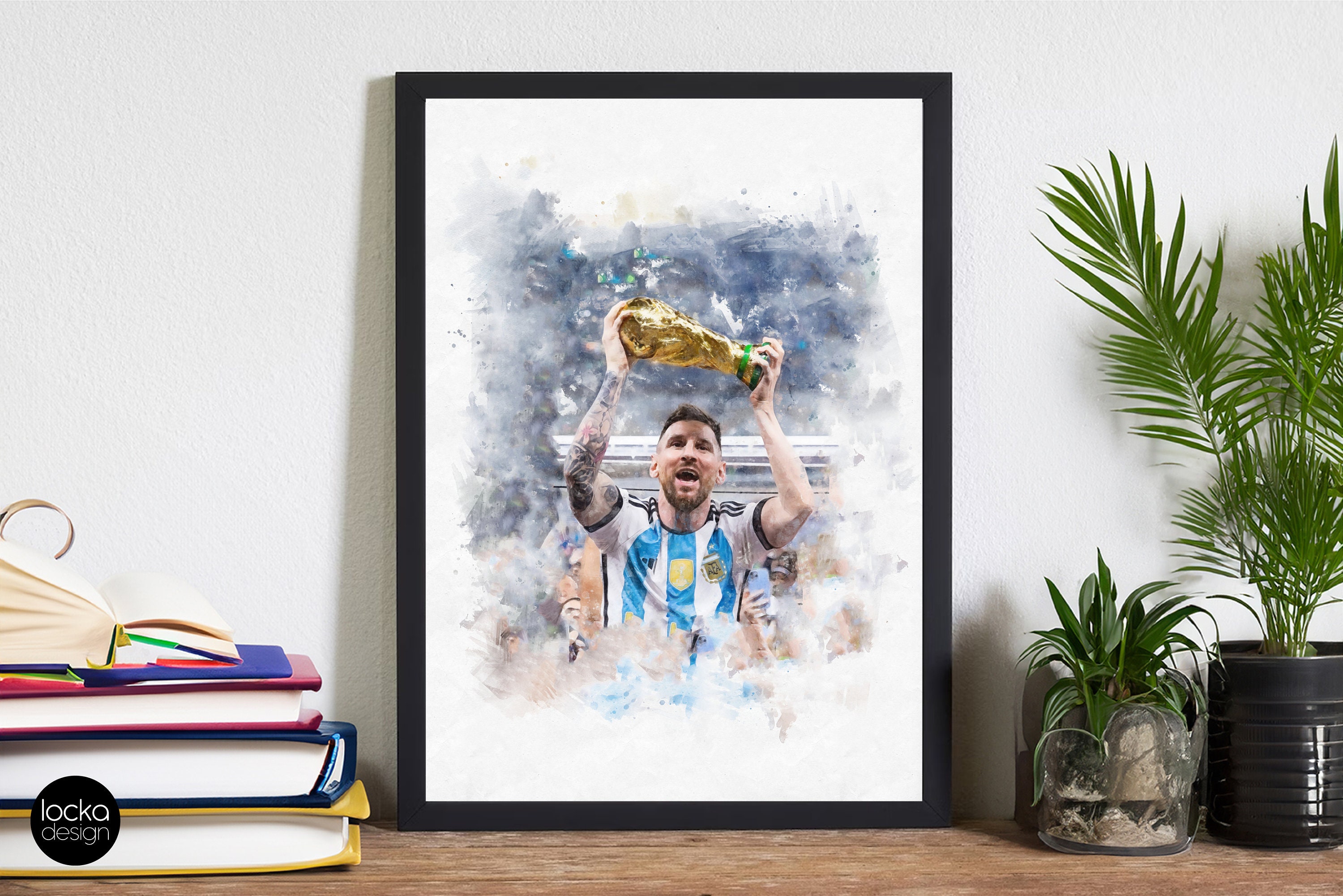 Messi Print A4 and A3 High Quality Unframed Modern Watercolour ...