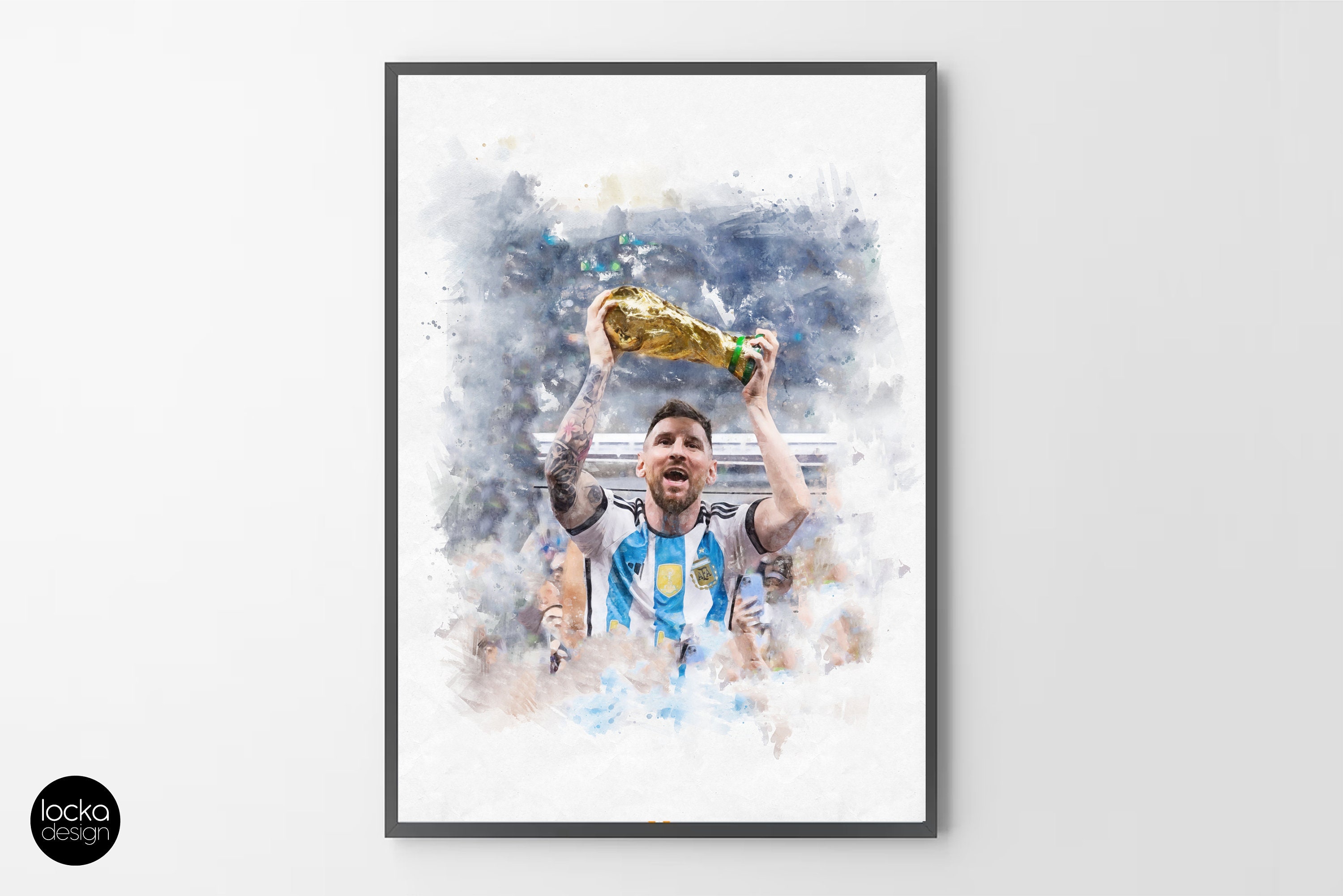 Messi Print A4 and A3 High Quality Unframed Modern Watercolour ...