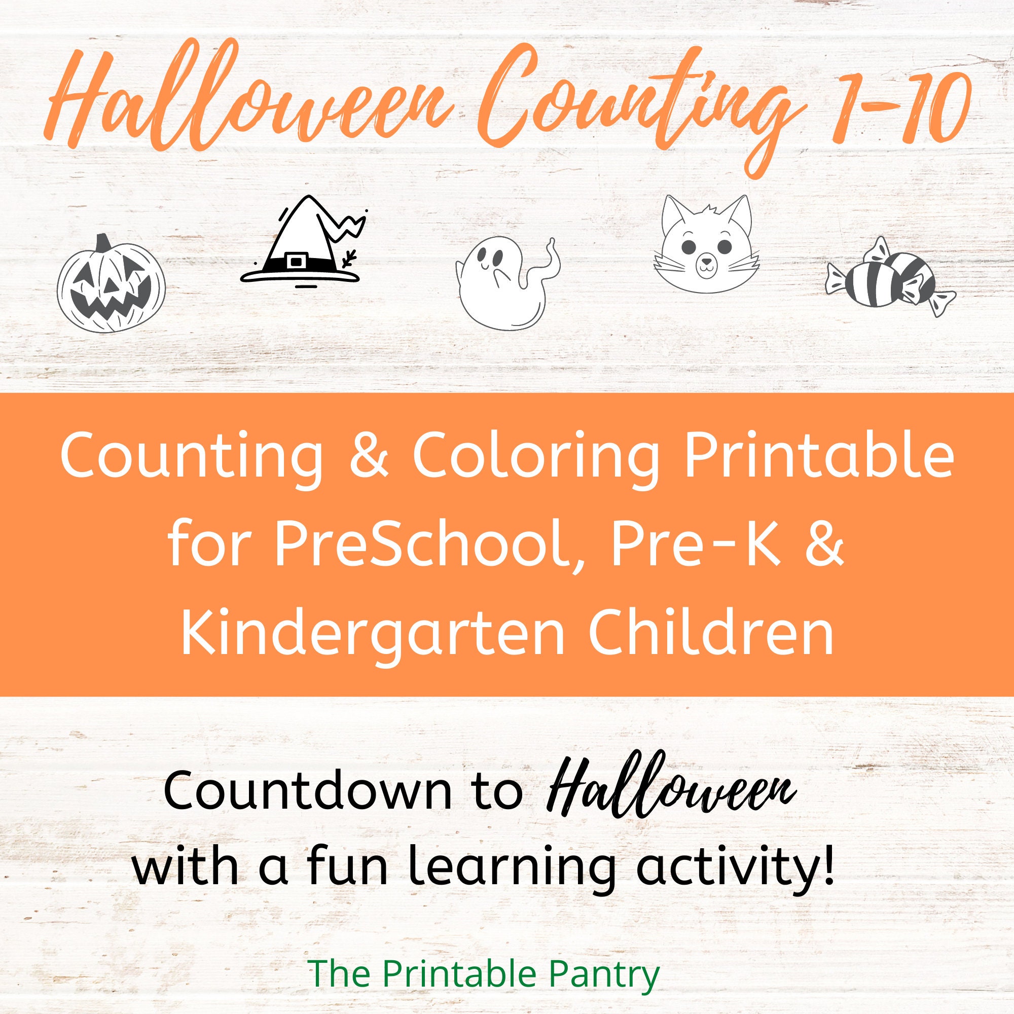 Halloween Counting & Coloring Printable for Preschool, Pre-k and ...