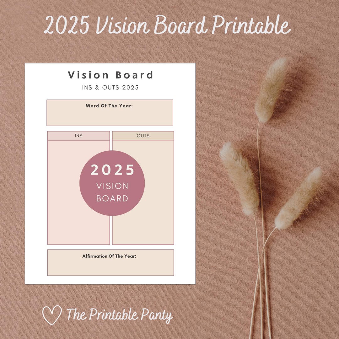 2025 Vision Board Printable Ins & Outs Digital Printable 2025 Goals ...
