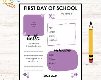 Blue First Day of School Sign Printable, Back to School Photo Prop ...