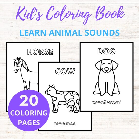 Animal Sounds Printable Coloring Pages for Toddlers and - Etsy