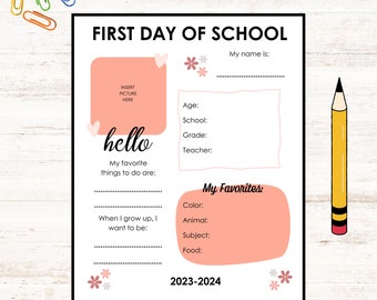 Blue First Day of School Sign Printable, Back to School Photo Prop ...