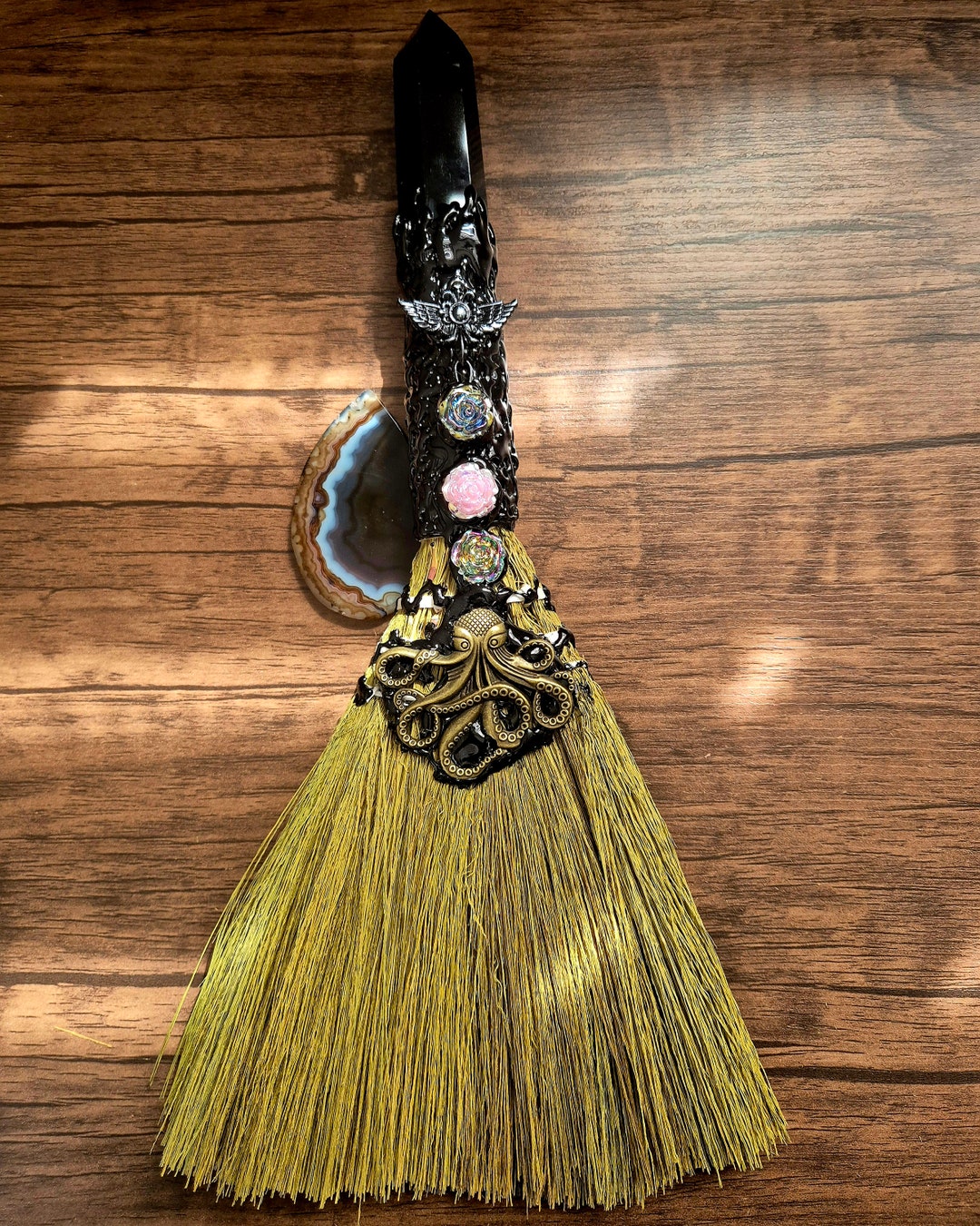 Enchanting Extra Large Magic Broom With Black Obsidian Crystals and ...