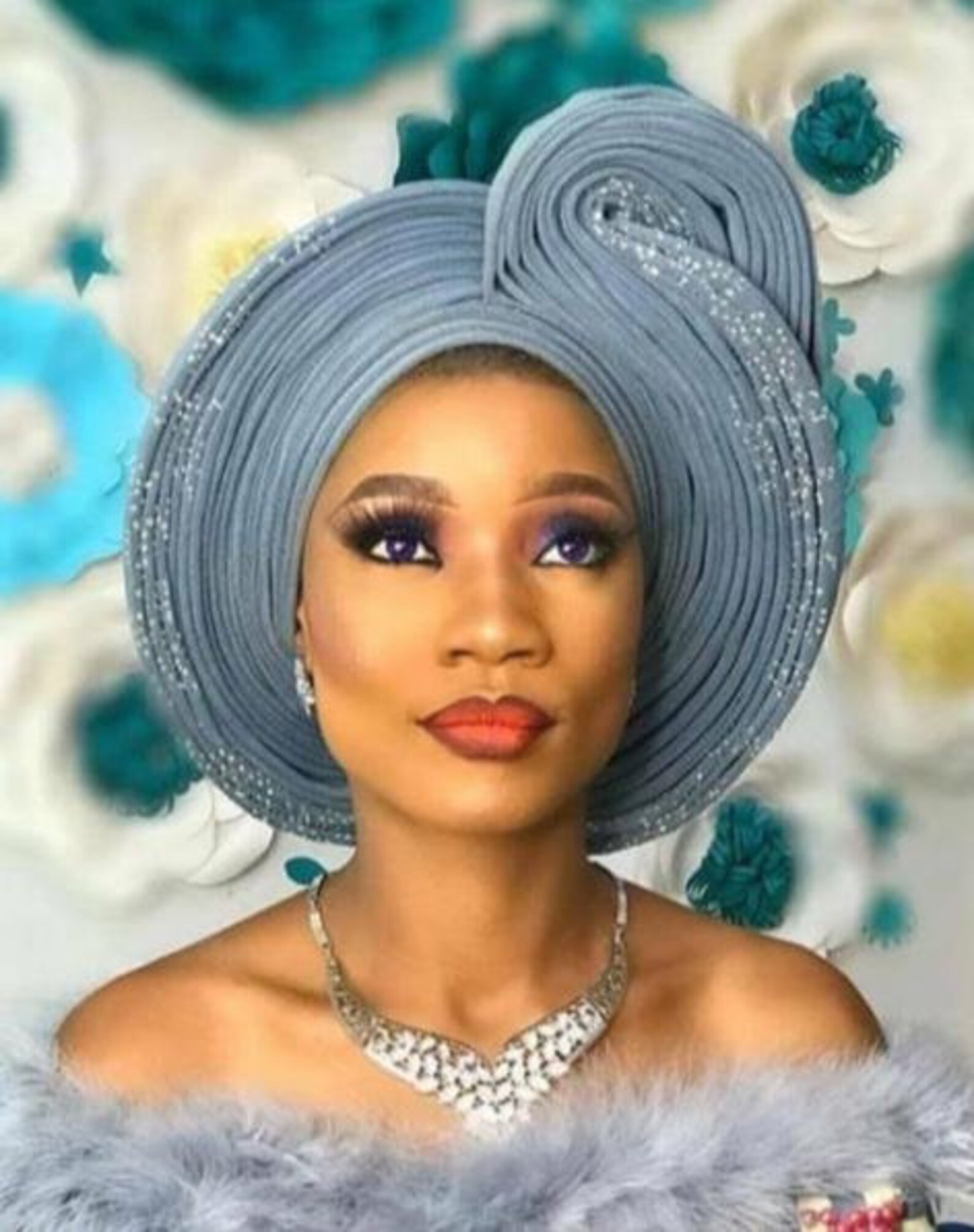 Silver Autogele, Pretie Gele, Ready to Wear Autogele, Gele, Headgear ...