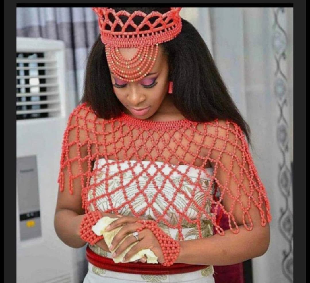 African Wedding Coral Bead, Complete Edo Bridal Bead, Coral Bead, Igbo ...