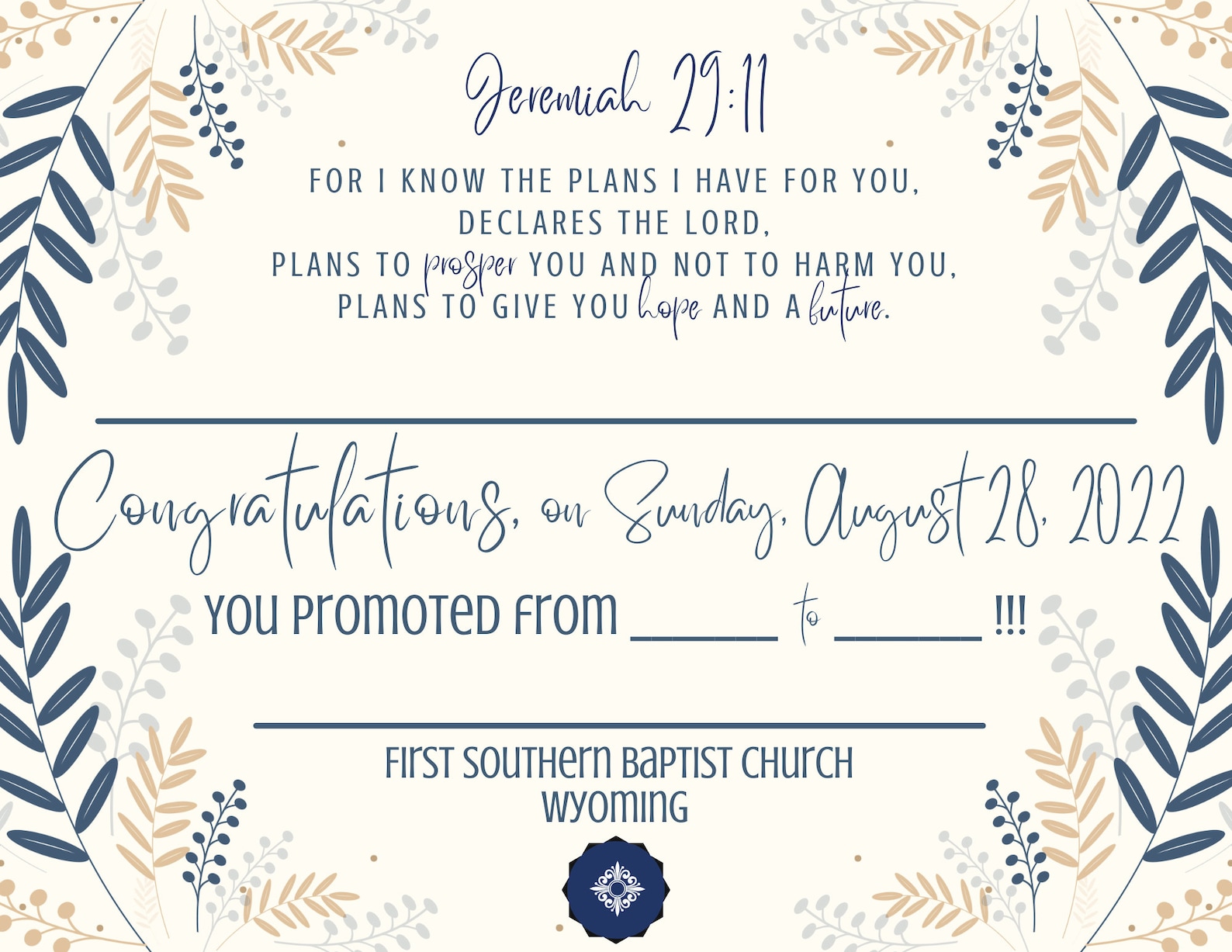 Sunday School Promotion Certificate - Etsy