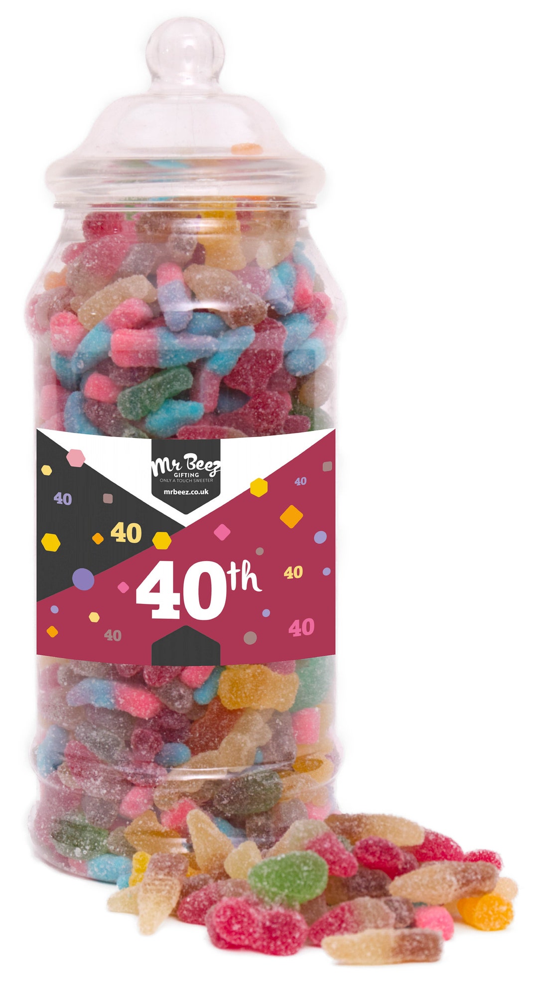 Happy 40th Birthday Sweet Gift Jar Fizzy Sweets Tangy Mix Medium or ...