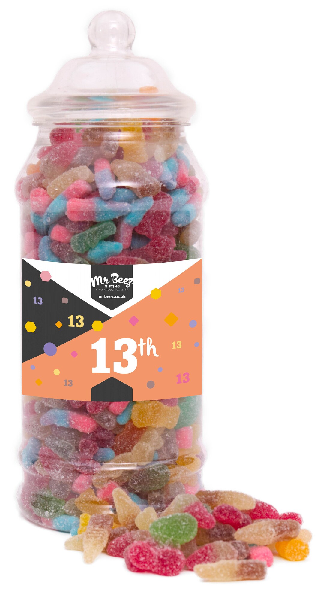 Happy 13th Birthday Sweet Gift Jar Fizzy Sweets Tangy Mix Medium or ...