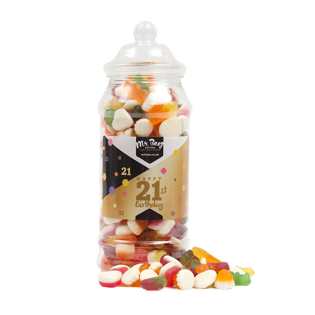 Happy 21st Birthday Sweet Gift Jar Jelly Mix Sweets Medium or Large Mr ...