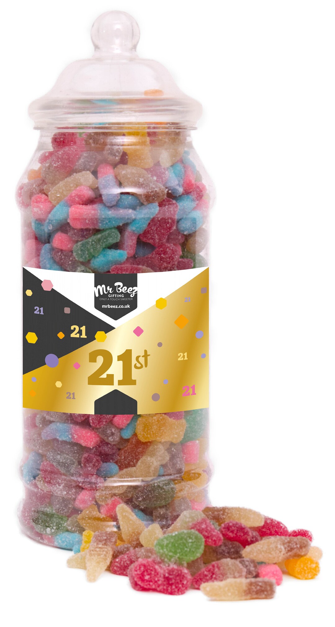Happy 21st Birthday Sweet Gift Jar Fizzy Sweets Tangy Mix Medium or ...