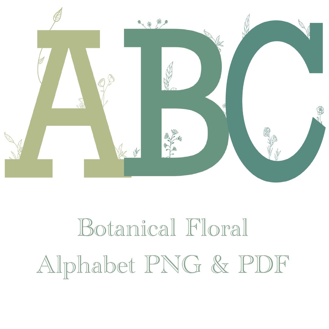 Botanical Floral Alphabet PNG & PDF Digital Download Easily - Etsy
