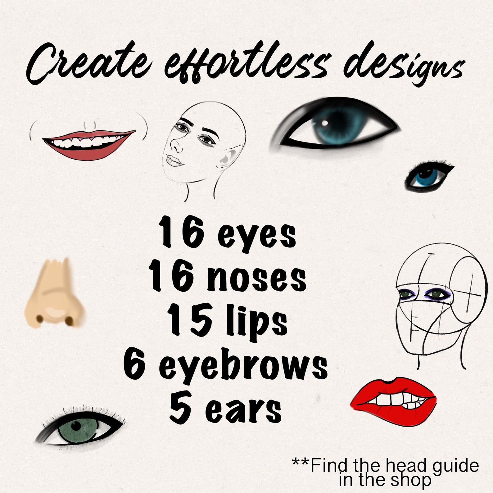 procreate-face-stamp-procreate-portrait-brushes-procreate-etsy