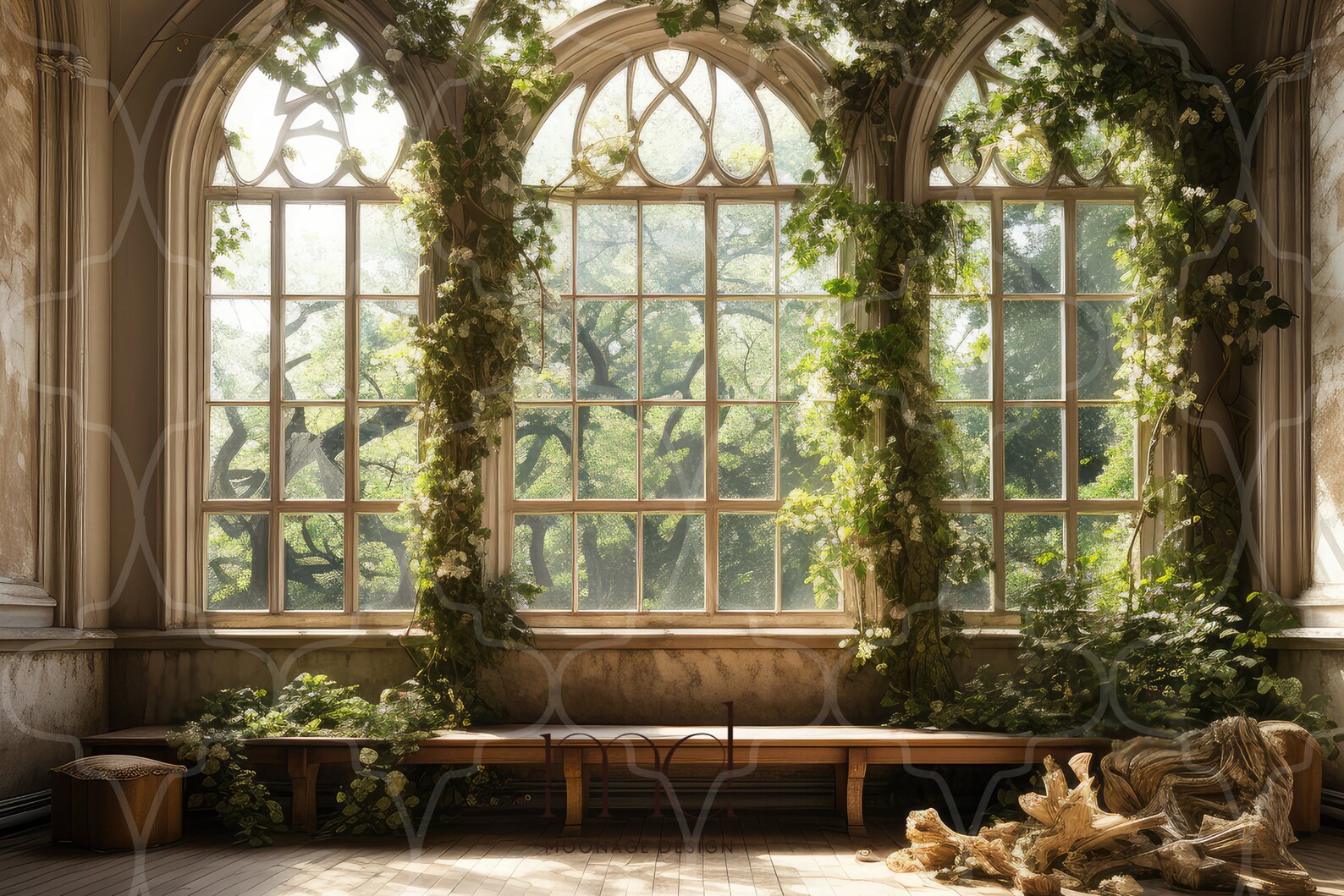 Window Ivy Overlay Photo Wedding Backdrop Background Digital Texture ...