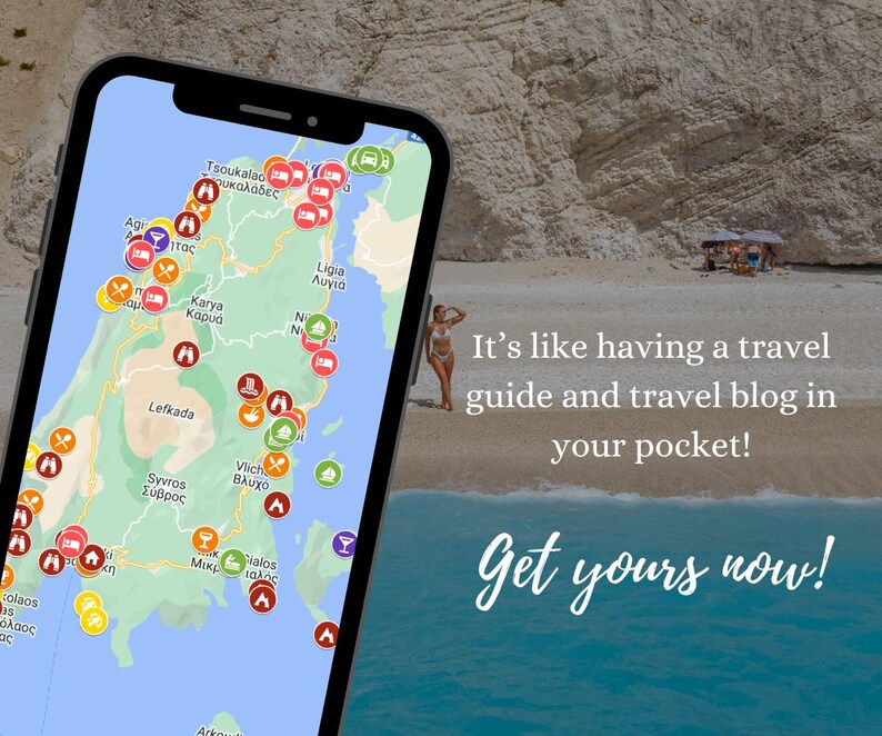 Lefkada Travel Pins, Digital Google Maps, Travel Guide Ebook With ...
