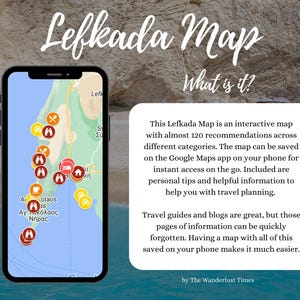 Lefkada Travel Pins, Digital Google Maps, Travel Guide Ebook With ...