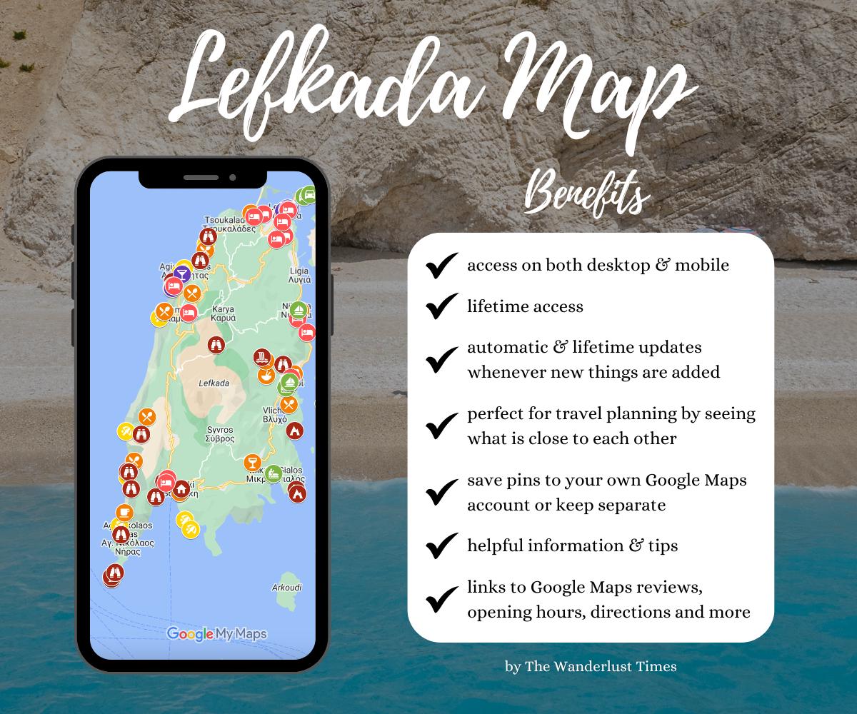 Lefkada Travel Pins, Digital Google Maps, Travel Guide Ebook With ...