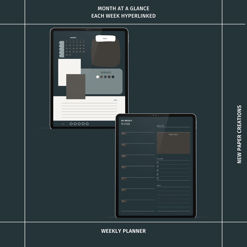 Dark Academia Undated Digital Planner, Monthly Planner, Weekly Planner ...