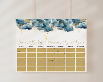 Twinkle Little Star Baby Shower Due Date Sign, Twin Baby Shower ...