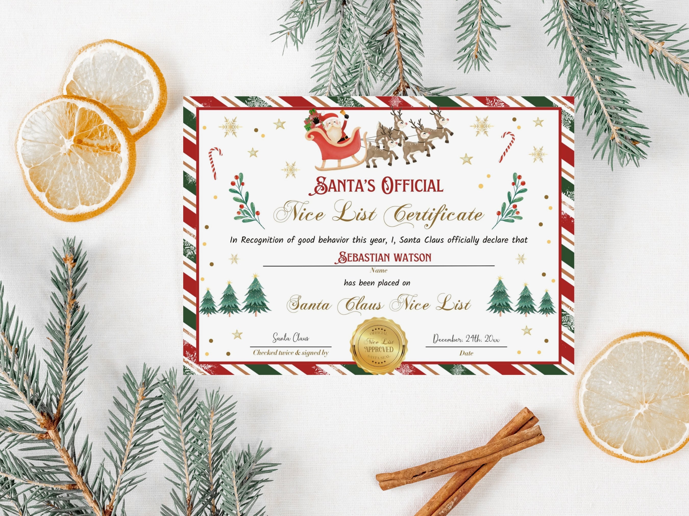 Official Letter Form Santa, Santa Certificate, Santa Claus Letter, Nice ...