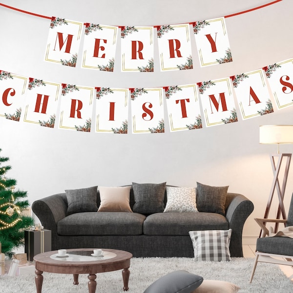 Merry Christmas Banner - Etsy