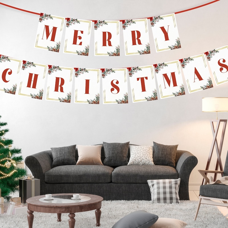Merry Christmas Banner - Etsy
