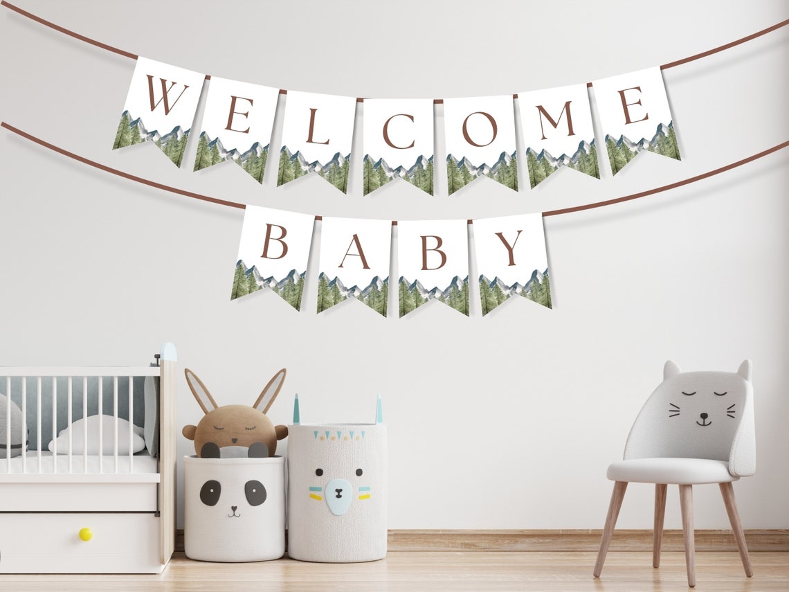 Adventure Awaits Baby Shower Banner, Woodland Baby Shower Banner ... Adventure Awaits Baby Shower Banner, Woodland Baby Shower Banner ...