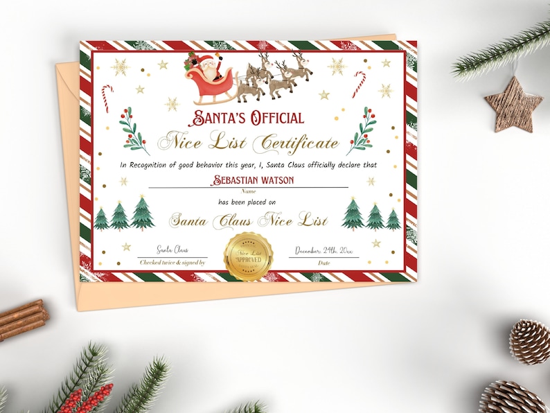 Official Letter Form Santa, Santa Certificate, Santa Claus Letter, Nice ...