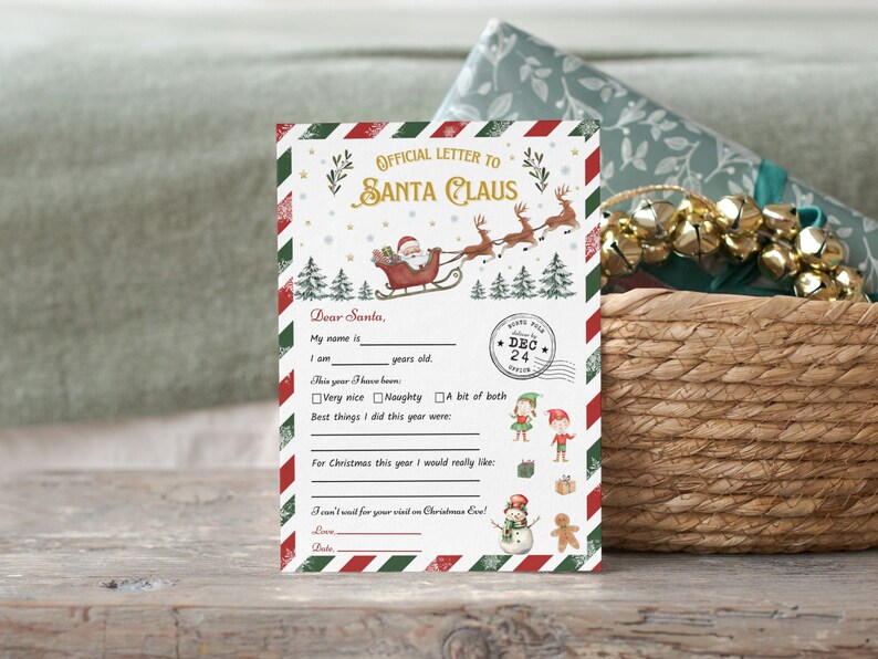 Letter to Santa Printable, Santa Letter, Santa Claus Letter, Official ...