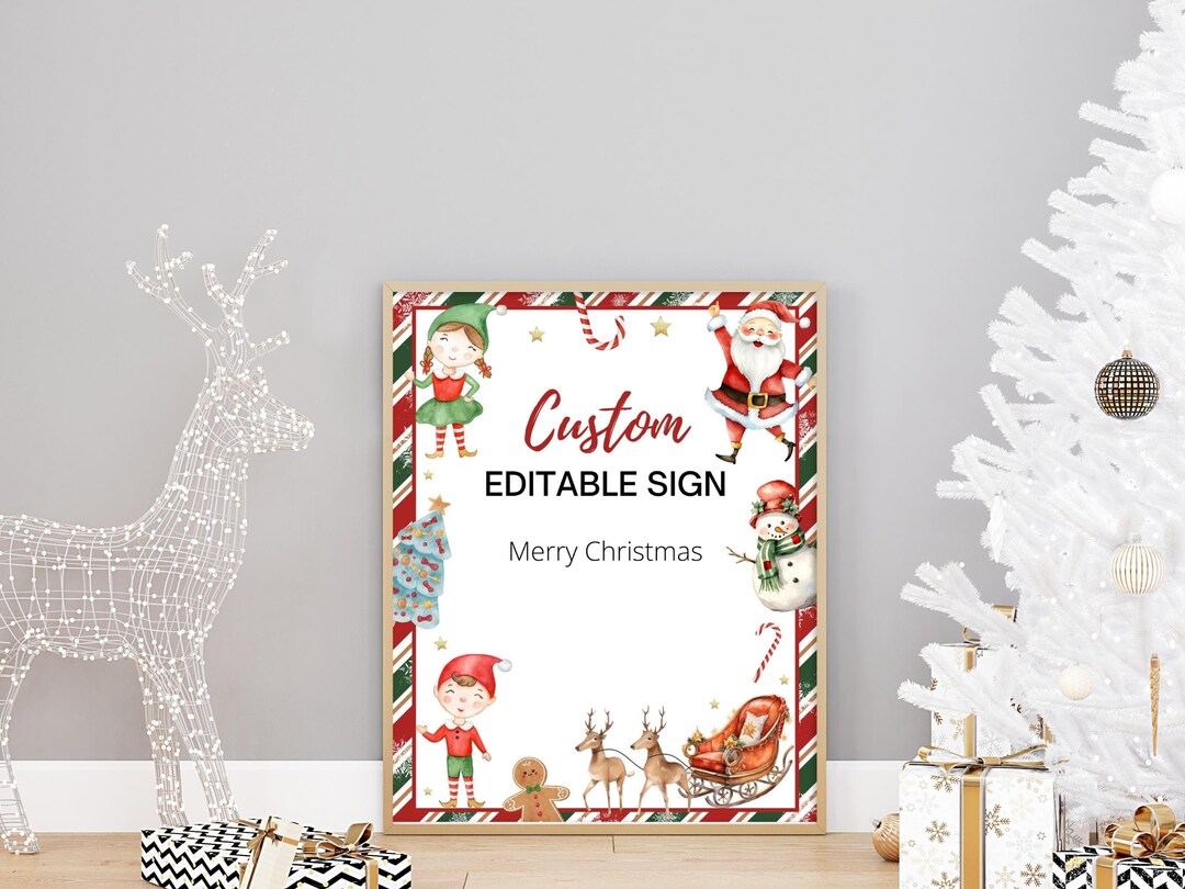 Personalized Christmas Table Sign 8x10 Template, Santa Printable Custom ...