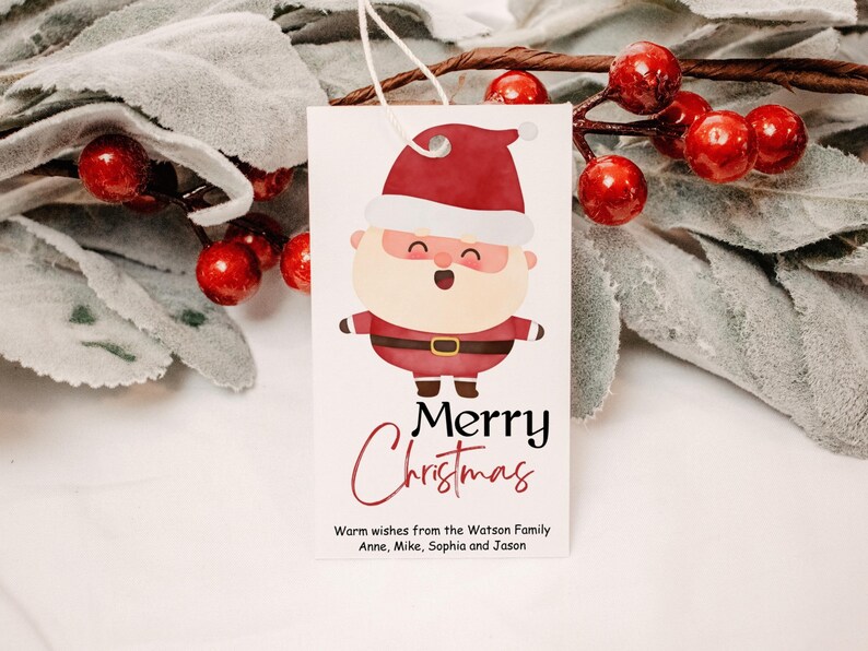 Printable Santa Gift Tags: Festive Christmas Favor Labels (digital ...
