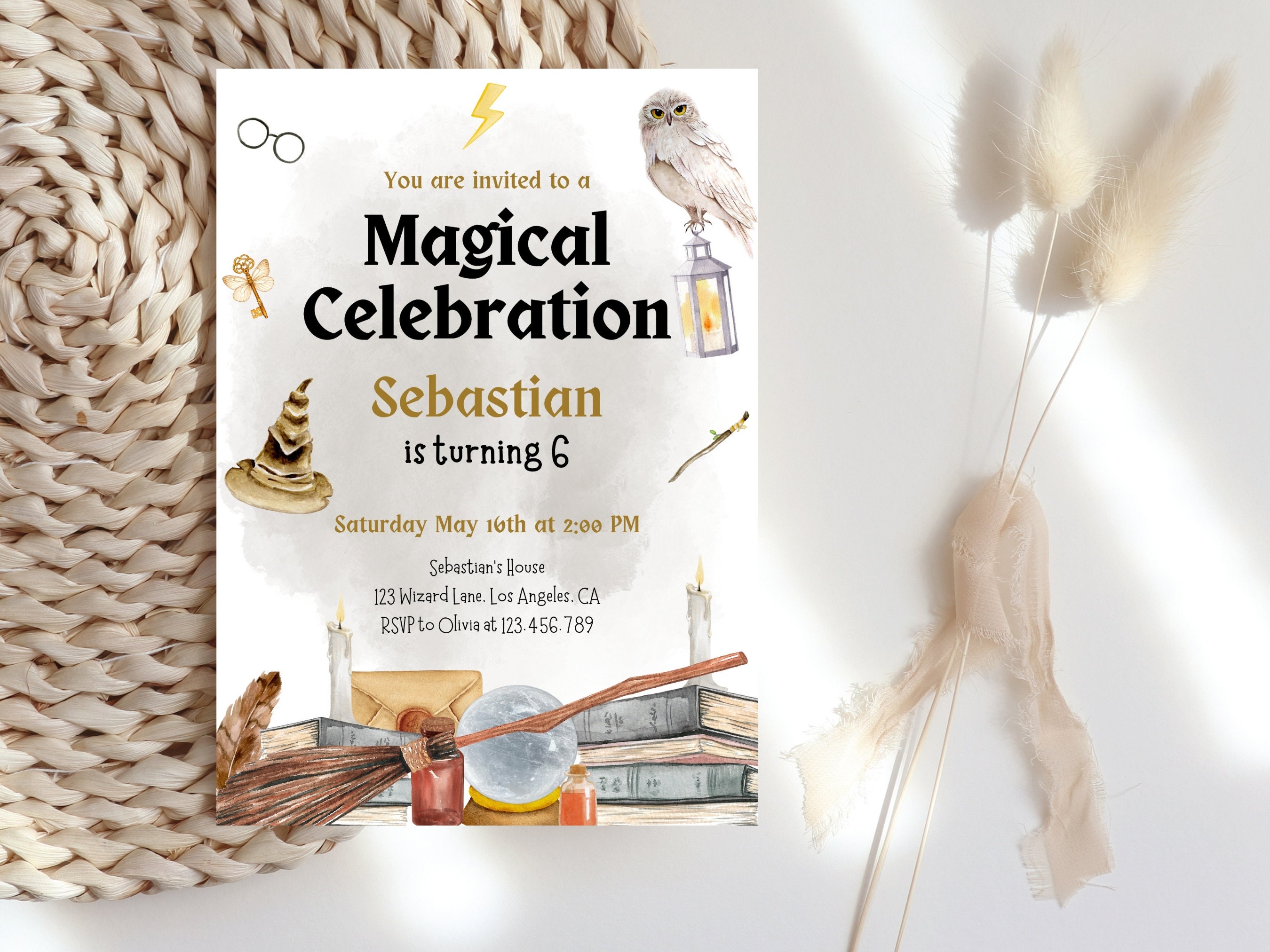 Wizard Birthday Invitation, Wizard School Magical Birthday Party ...