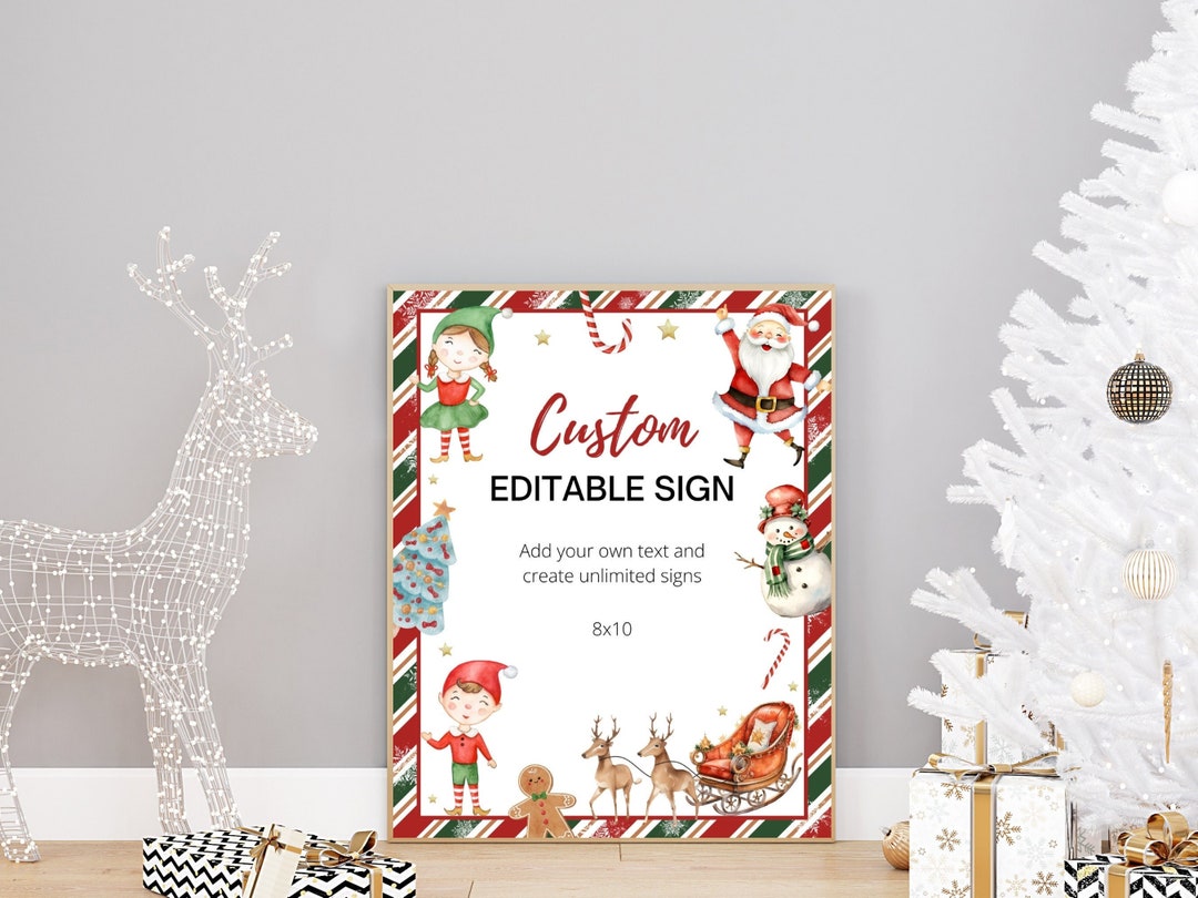 Christmas Custom Sign Template Christmas Editable Template - Etsy