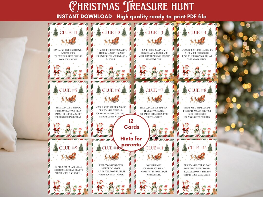 Christmas Printable Scavenger Hunt Game for Family Reunions, Christmas ...