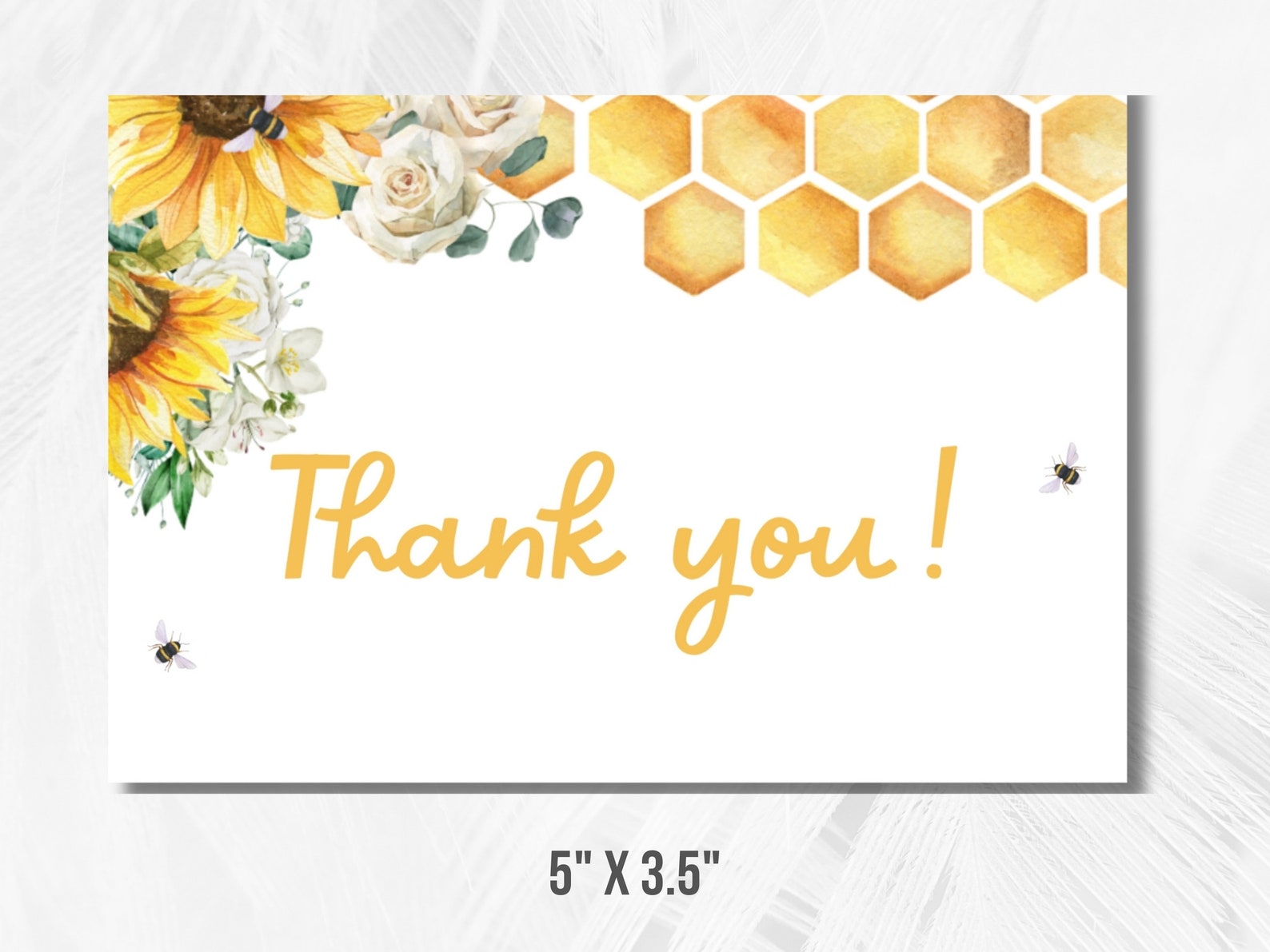 Bumble Bee Baby Shower Thank You Cards: Sunflower Honeycomb (printable ...