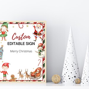 Personalized Christmas Table Sign 8x10 Template, Santa Printable Custom ...