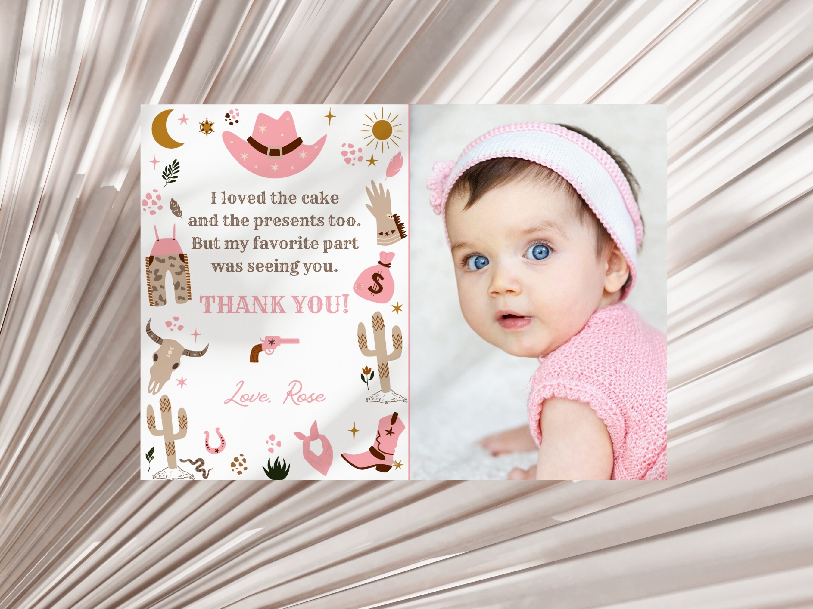 My First Rodeo Birthday Printable Thank You Card, Cowgirl Birthday ...
