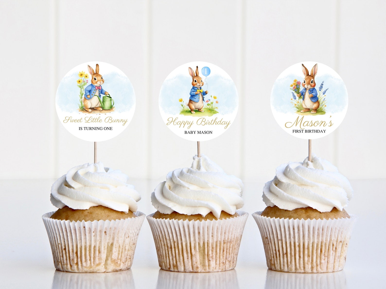 Peter Rabbit Happy Birthday Cupcake Toppers, Peter Rabbit Party 1st ...