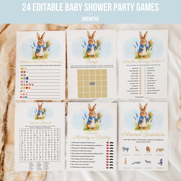Peter Rabbit Shower Games - Etsy