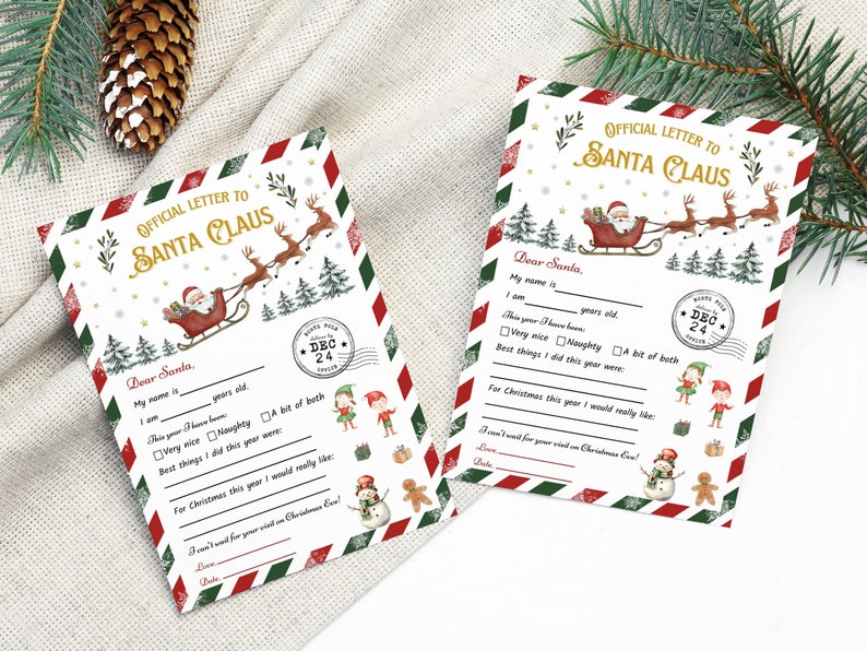 Letter to Santa Printable, Santa Letter, Santa Claus Letter, Official ...