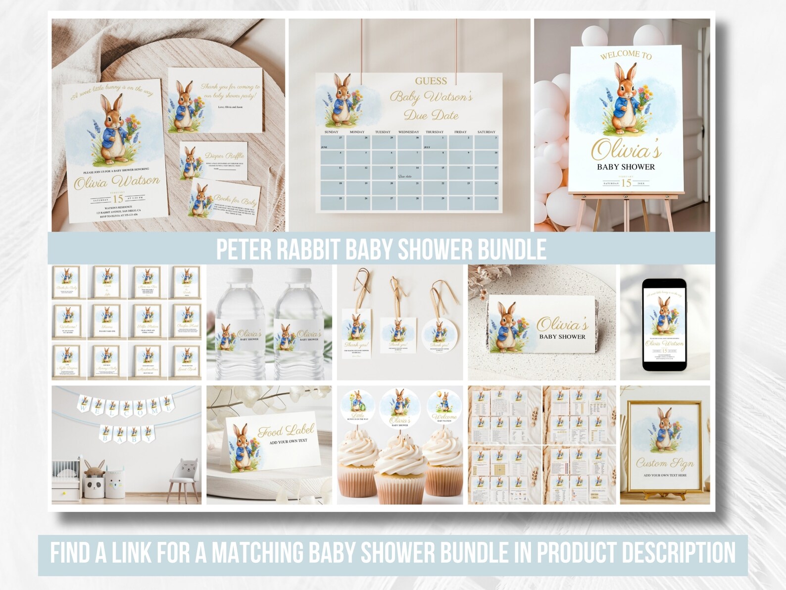 Peter Rabbit Baby Shower Welcome Sign, Flopsy Bunny Baby Shower Sign ...