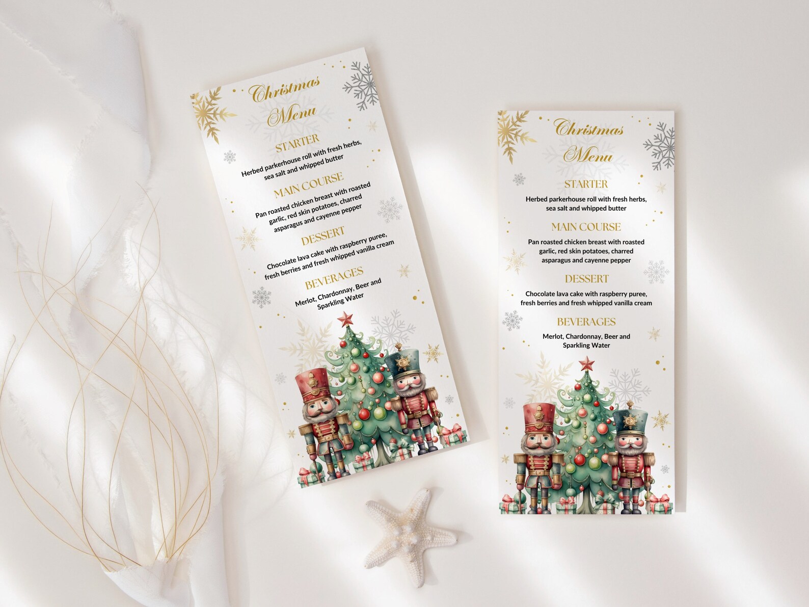 Nutcracker Christmas Dinner Menu Template: Holiday Printable Card (4x9 ...